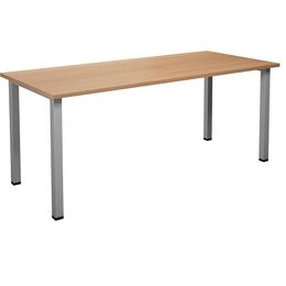 Mehrzwecktisch DUO-U, gerade Platte, Tiefe 800 mm, Breite 1800 mm, Buche, silber kaiserkraft