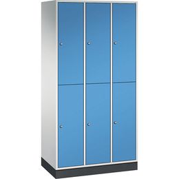 C+P Doppelstock-Spind Intro, 3 Abteile, lichtgrau / lichtblau, BxT 920 x 500 mm