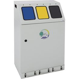 Wertstoffsammler, Stahl, Volumen 3 x 30 l, TRIPLEX, 3 Innenbehälter, mit Pedal kaiserkraft