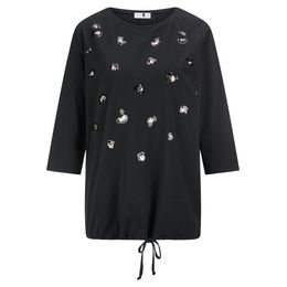 Anna Aura - Rundhals-Shirt mit 3/4-Arm, schwarz, Gr. 46 / L - Baumwolle