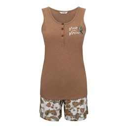 Goldenbay Shorty 'Irises' Damen Gr&ouml;&szlig;e XXL braun / wei&szlig; Sommerkleid