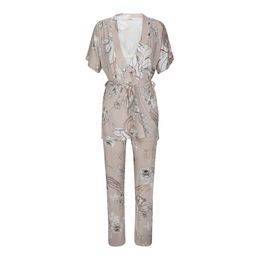 Goldenbay Sleepwear-Set ' Gown, Bralet & Pants Dianthus ' Damen Gr&ouml;&szlig;e L pink / wei&szlig; Winterkleid