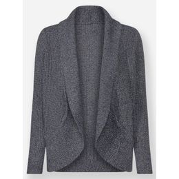 WITT Damen Strickjacke mit Schalkragen, marine-meliert, Gr&ouml;&szlig;e 48