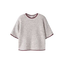 name it Pullover M&auml;dchen Gr&ouml;&szlig;e 146/152 grau / dunkelrot