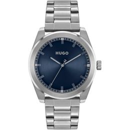 Quarzuhr Hugo "BRIGHT", silber (silberfarben), Armbanduhren, Herren, Armbanduhr, Herrenuhr, Mineralglas, Edelstahlarmband