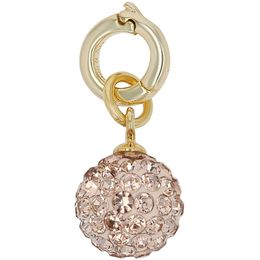 Charm Kugel Amor "2038484, 2038485", beige (gelbgoldfarben, apricot, apricot), Charms, Damen, Silber 925 (Sterlingsilber), mit Kristallglas