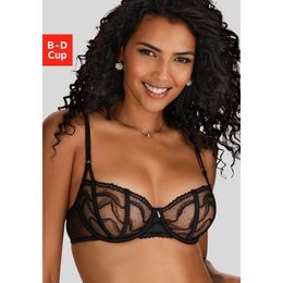 Bügel-BH Lascana, Damen, Gr. 70, Cup D, schwarz, Spitze, Obermaterial: 56% Polyester, 32% Polyamid, 12% Elasthan, BHs, aus hauchzarter Spitze, transparente Unterwäsche, Reizwäsche