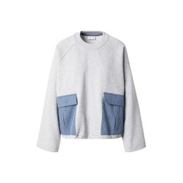 N&uuml;mph N&Uuml;MPH Sweatshirt 'NUZHELLY' Damen Gr&ouml;&szlig;e S blue denim / hellgrau / wei&szlig;