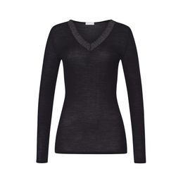 Hanro Longsleeve ' Woolen Lace ' Damen Gr&ouml;&szlig;e M schwarz