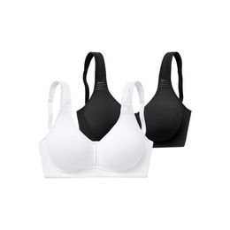 PETITE FLEUR BY LASCANA T-Shirt-BH schwarz+wei&szlig; Gr. 90E. Ohne B&uuml;gel. Nachhaltig.