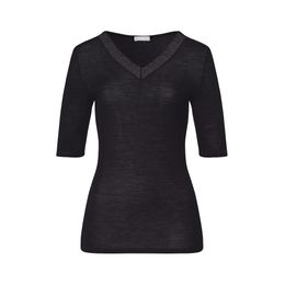 Hanro Unterhemd ' Woolen Lace ' Damen Gr&ouml;&szlig;e M schwarz