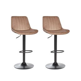 Beliani 2-tlg Drehhocker DUBROVNIK in Braun/Schwarz | Gr.: onesize