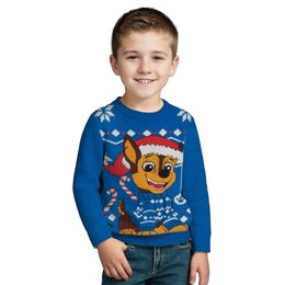 PAW PATROL Winterpullover Chase Winter Strick Pullover Ugly Sweater in blau | Gr.: 122/128