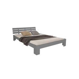 Homestyle4u Holzbett 180x200 mit Lattenrost in Grau | Gr.: 180 x 200 cm