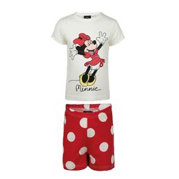 Disney Minnie Mouse 2tlg. Outfit: Schlafanzug kurz Pyjama in Wei&szlig; | Gr.: 110/116