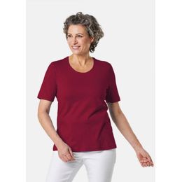 GOLDNER Kurzgr&ouml;&szlig;e: T-Shirt Basic Baumwollshirt mit kurzem Arm in dunkelrot | Gr.: 23