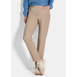 GOLDNER Kurzgr&ouml;&szlig;e: Schlupfhose Schmale 7/8-Stretchhose LOUISA in beige | Gr.: 20