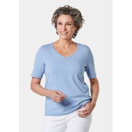 GOLDNER Kurzgröße: T-Shirt Halbarm Basic-Shirt aus Baumwolle in hellblau | Gr.: 19