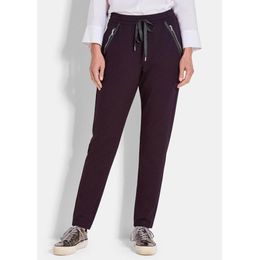 GOLDNER Kurzgröße: Stoffhose Elegante Joggpants SARA, hoher Bund in aubergine | Gr.: 20