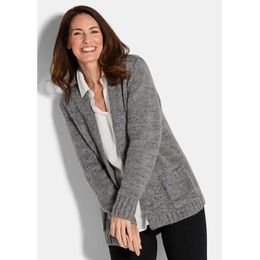 GOLDNER Strickjacke Langarm Melange-Cardigan, flauschig in grau / gemustert | Gr.: 46