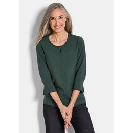 GOLDNER Viskosebluse mit 3/4-&Auml;rmeln, Rundhals in gr&uuml;n | Gr.: 40