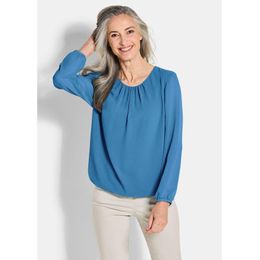 GOLDNER Kurzgr&ouml;&szlig;e: Bluse Elegante Bluse aus Chiffon in blau | Gr.: 19