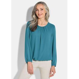 GOLDNER Kurzgr&ouml;&szlig;e: Jerseybluse mit Falten-Details in petrol | Gr.: 23
