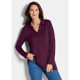 GOLDNER Kurzgr&ouml;&szlig;e: Halbarm Blusenshirt mit Hemdkragen in bordeaux | Gr.: 21