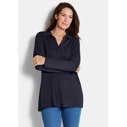 GOLDNER Kurzgr&ouml;&szlig;e: Halbarm Blusenshirt mit Hemdkragen in marine | Gr.: 19