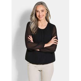GOLDNER Kurzgr&ouml;&szlig;e: Bluse Elegante Bluse aus Chiffon in schwarz | Gr.: 21
