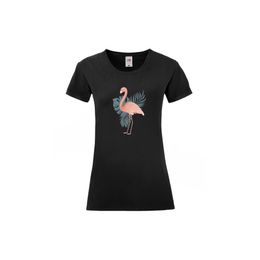 PAULGOS Damen T-Shirt, Flamingo in Schwarz | Gr.: XS