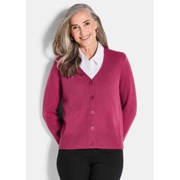 GOLDNER Eleganter Cardigan mit V-Ausschnitt in pink | Gr.: 54