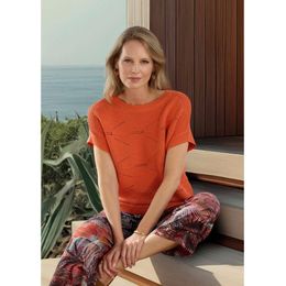 GOLDNER Kurzarm Baumwoll-Strickshirt in orange | Gr.: 52