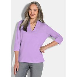 GOLDNER Shirt Elegantes Basic-Shirt mit V-Ausschnitt in flieder | Gr.: 42