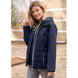 GOLDNER Kurzgr&ouml;&szlig;e: Sportive Steppjacke mit Kapuze in marine | Gr.: 22