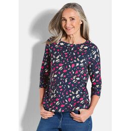 GOLDNER Florales Jerseyshirt mit Paisley-Muster in marine / gemustert | Gr.: 48