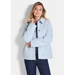 GOLDNER Flauschige Winterjacke mit Hemdkragen in grau / blau / gemustert | Gr.: 38