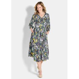GOLDNER Elegantes Viskosekleid mit Stufenrock in gr&uuml;n / gemustert | Gr.: 44