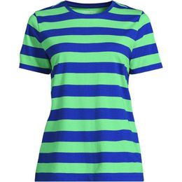 LANDS' END Supima Kurzarm-Shirt mit rundem Ausschnitt, Damen,  Blau, Baumwolle, by Lands' End