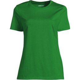 LANDS' END Supima Kurzarm-Shirt mit rundem Ausschnitt, Damen,  Gr&uuml;n, Baumwolle, by Lands' End