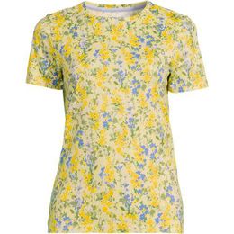 LANDS' END Supima Kurzarm-Shirt mit rundem Ausschnitt, Damen,  Gelb, Baumwolle, by Lands' End