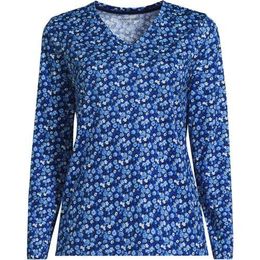 LANDS' END Supima&reg; Langarm-Shirt mit V-Ausschnitt, Damen,  Rot, Baumwolle, by Lands' End