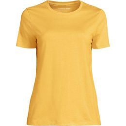 LANDS' END Supima Kurzarm-Shirt mit rundem Ausschnitt, Damen,  Gelb, Baumwolle, by Lands' End