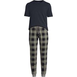 LANDS' END Pyjama-Set aus Baumwoll-Jersey, Herren,  Grau, Baumwoll-Mischung, by Lands' End