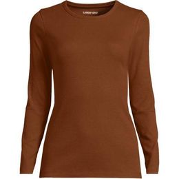 LANDS' END Langarmshirt aus mikrofeinem Baumwollripp, Damen,  Orange, Baumwolle/Elasthan, by Lands' End