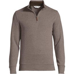LANDS' END Rei&szlig;verschluss-Pullover aus Bedford-Ripp, Herren,  Braun, Baumwolle, by Lands' End