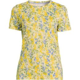 LANDS' END Supima Kurzarm-Shirt mit rundem Ausschnitt, Damen,  Gelb, Baumwolle, by Lands' End