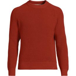 LANDS' END Drifter Strukturstrick-Pullover, Herren,  Braun, Baumwolle, by Lands' End