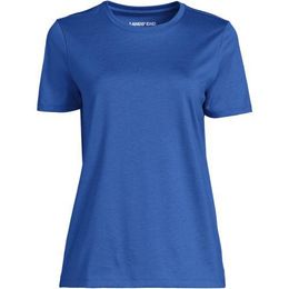 LANDS' END Supima Kurzarm-Shirt mit rundem Ausschnitt, Damen,  Blau, Baumwolle, by Lands' End