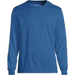 LANDS' END Super-T Langarm-Shirt, Classic Fit, Herren,  Blau, Baumwolle, by Lands' End